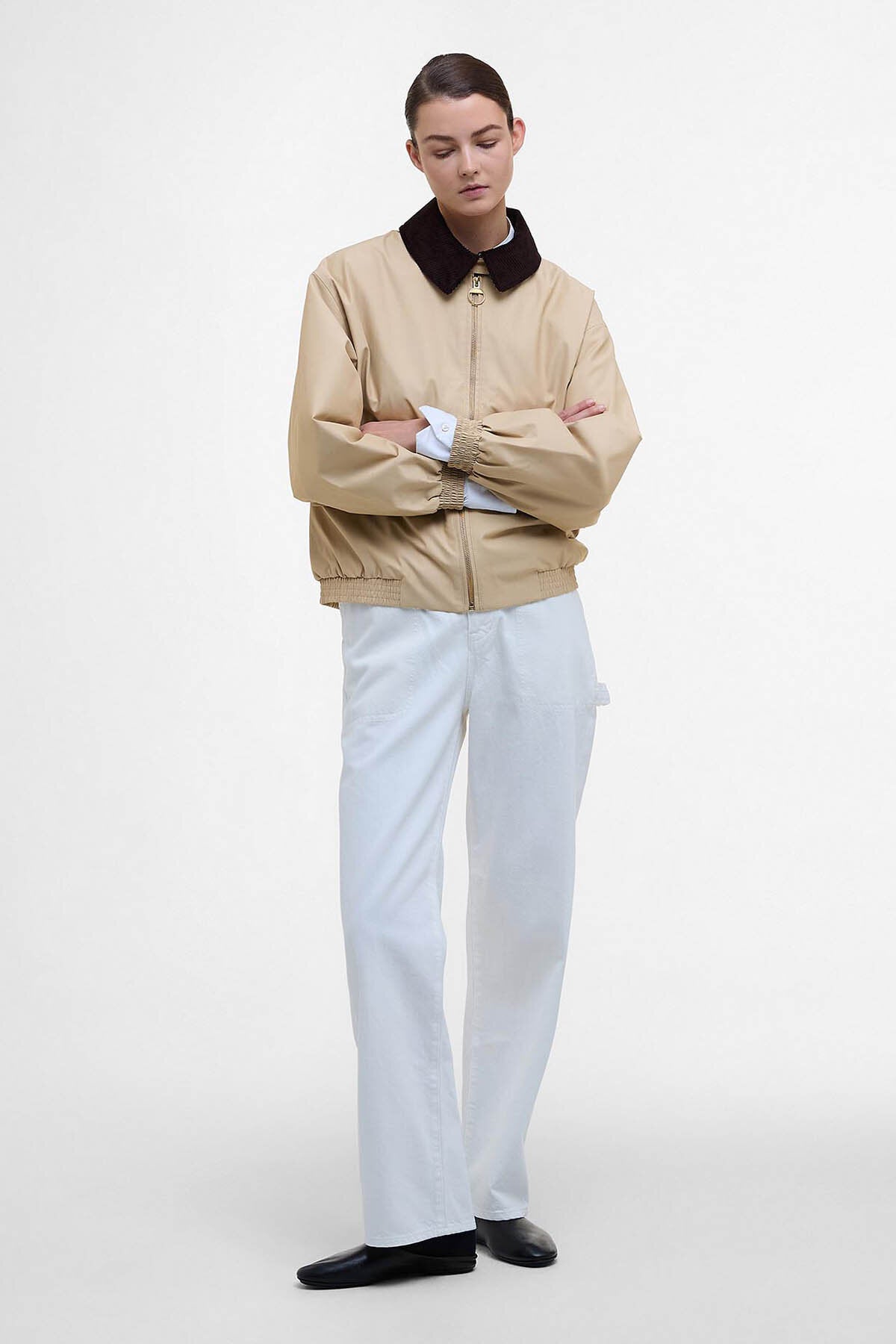 Barbour Lady Bomber impermeabile Anna Barbour The Edit by Alexa Lt sand ...