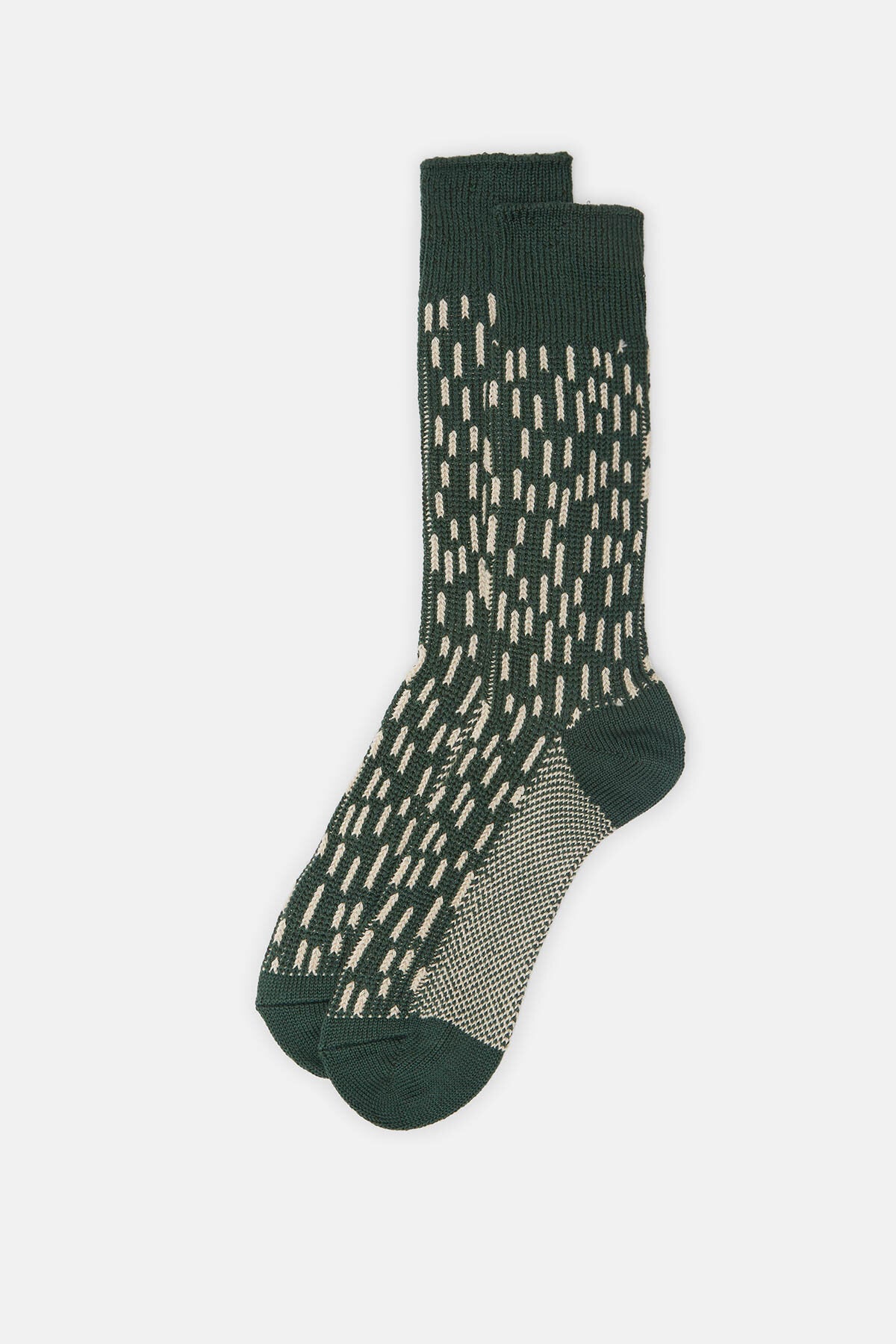 Rain drop crew socks Green ivory by Rototo | Unisex | WP Store