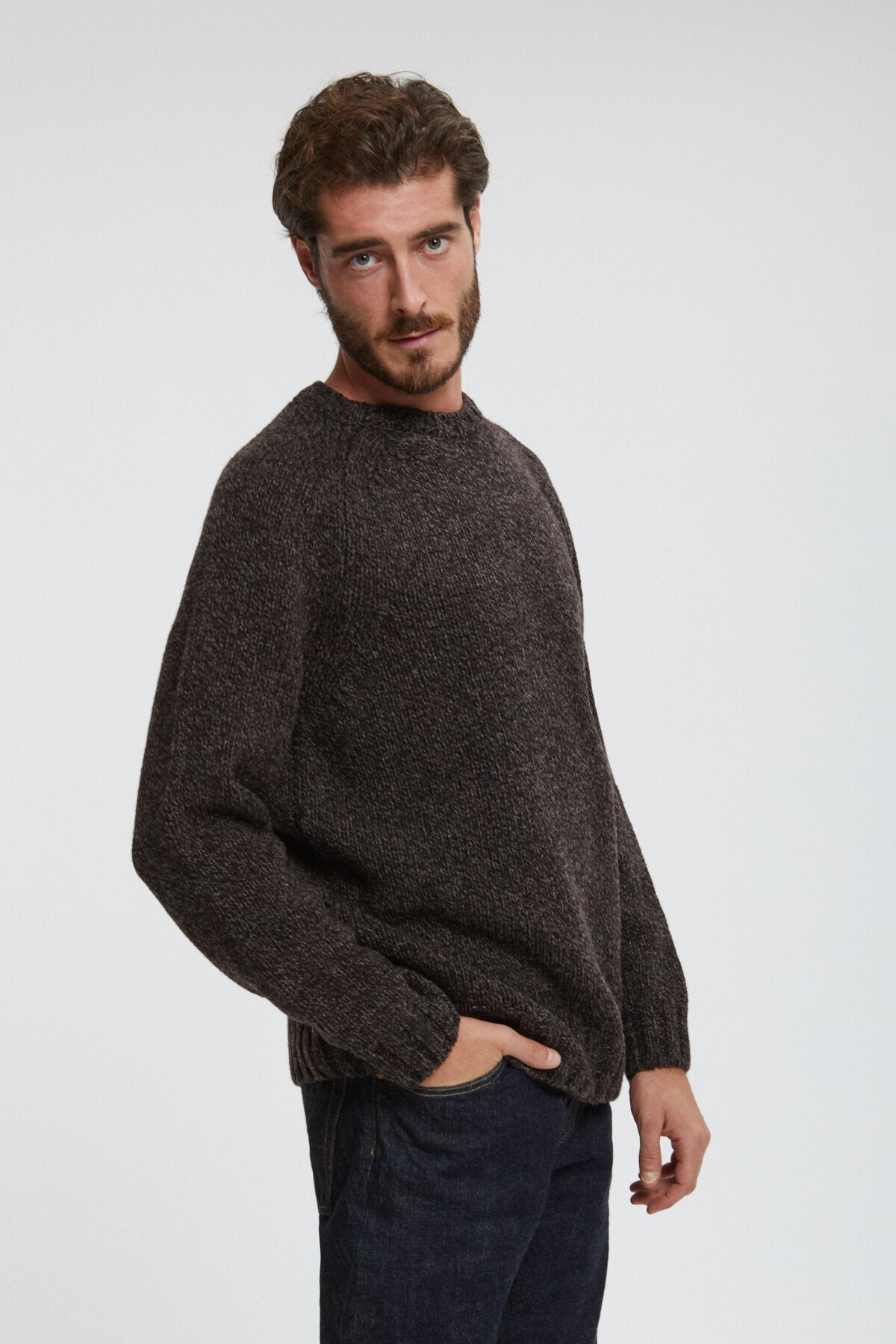 Filson Man IRISH WOOL 3-GAUGE SWEATER Brown / hearth melange | Uomo ...